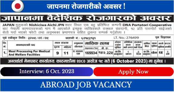 New Job Opportunity 2023 in Japan: Meal Processing for Medical ...