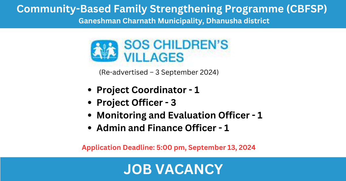 SOS Children's Villages Nepal Recruitment 2081 for Various Positions ...