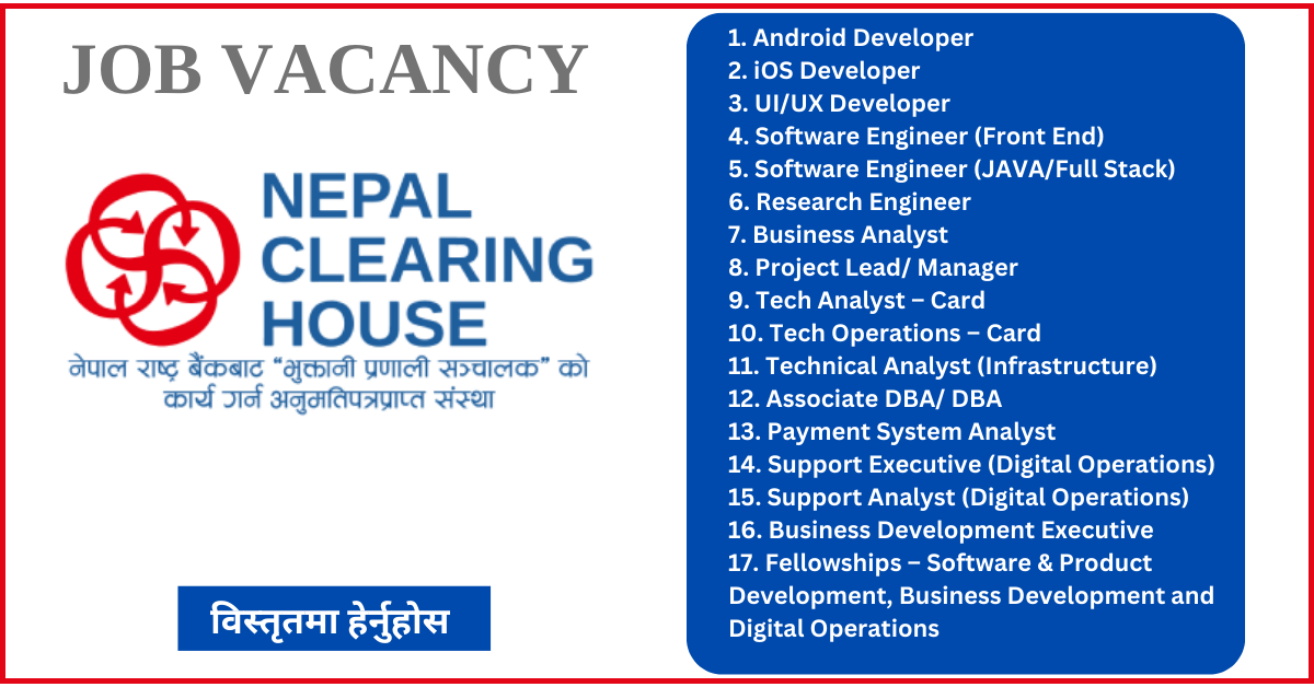 Nepal Clearing House Ltd. Vacancy 2081 for Various Positions - JOBS NOTICES