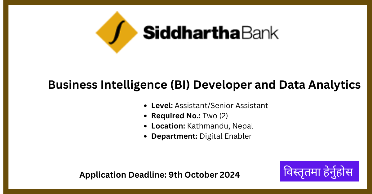 Siddharth Bank Job Vacancy 2081 for Business Intelligence (BI ...