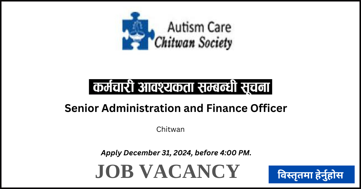 Autism Care Chitwan Society (ACCS) Job Vacancy Notice 2081 - JOBS NOTICES