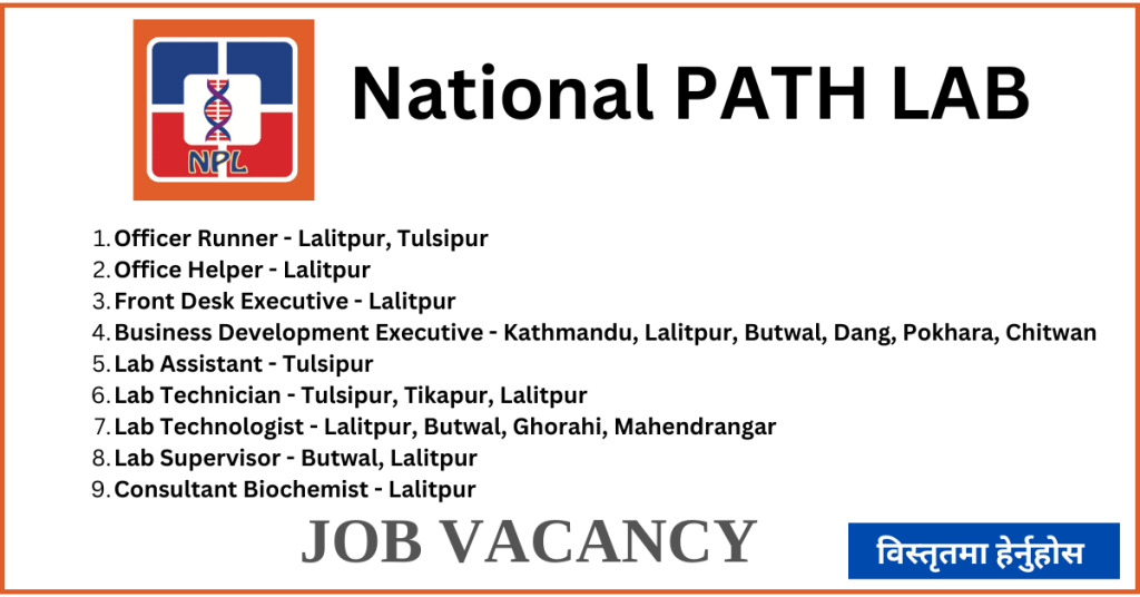 National PATH LAB Vacancy 2081 for Various Positions - JOBS NOTICES