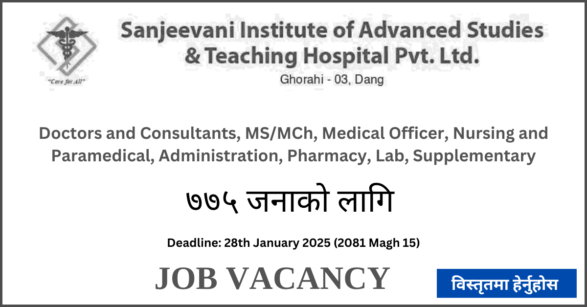 Sanjeevani Institute of Advanced Studies and Teaching Hospital Vacancy ...