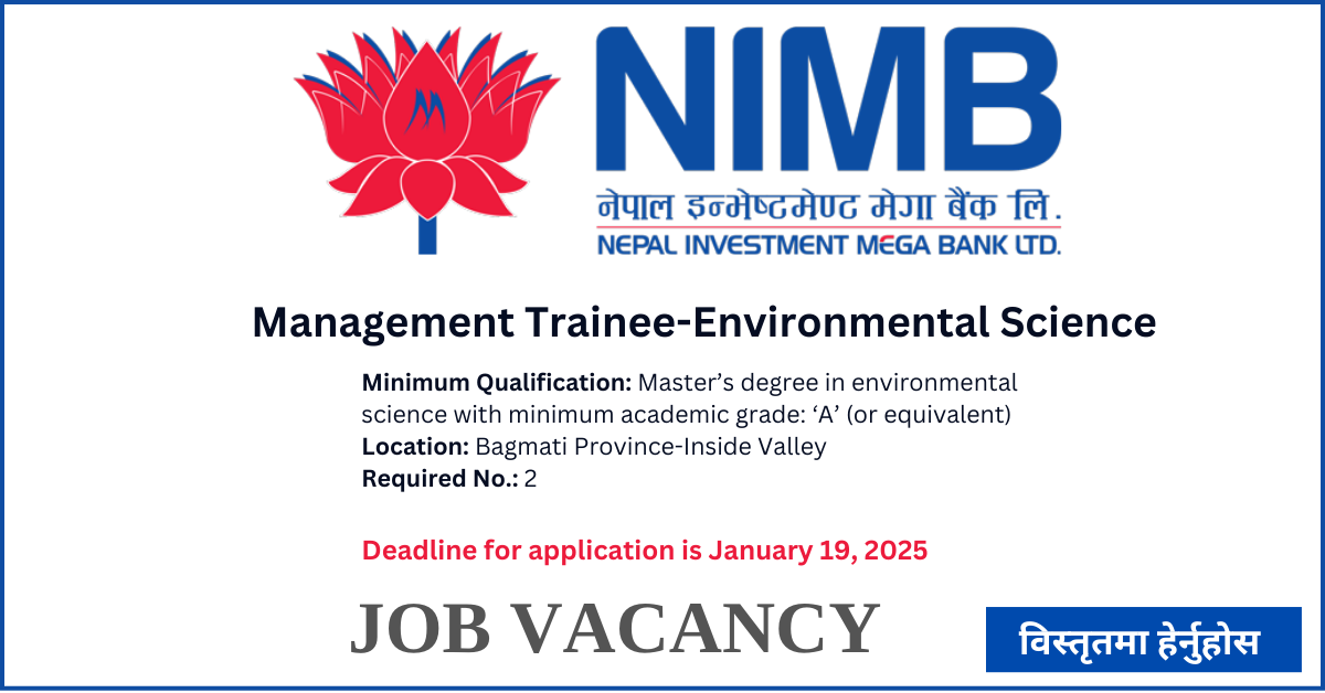 Management Trainee Job Vacancy at NIMB 2081 - JOBS NOTICES