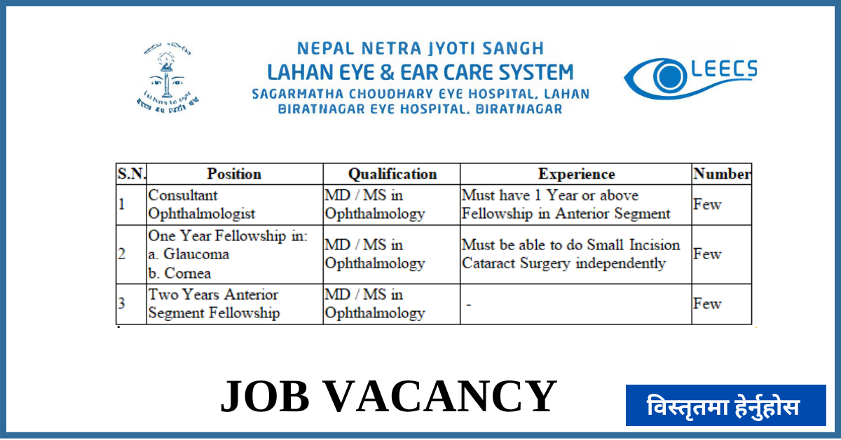 Nepal Netra Jyoti Sangh Vacancy Notice 2081 - JOBS NOTICES